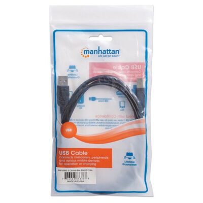 Cable Manhattan USB a-b v2.0 1.8m negro - OFICIMUNDO